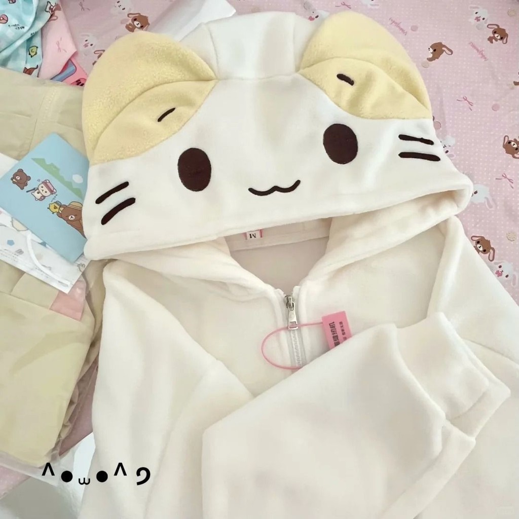 New Style Cat Ear Embroidered Hooded Sweatshirt Women's Jacket | Shopee ...