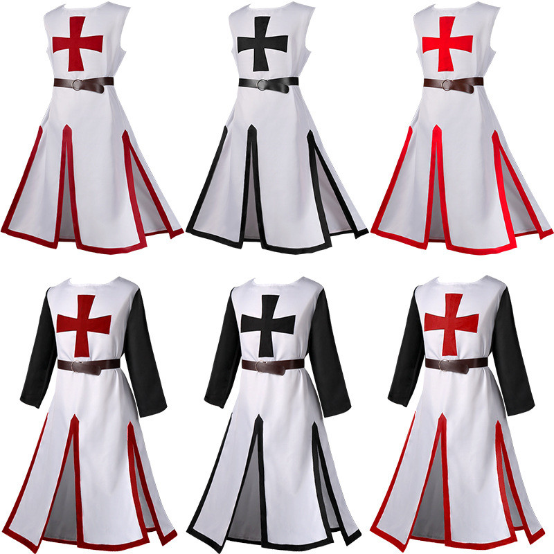 New Halloween Knights Templar Medieval Robe Costume Plus Size Prom ...