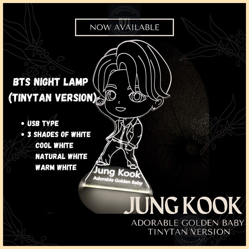 BTS Tinytan BT21 3D Night Lamp - Kpop Lamp - Jungkook V Jimin J Hope ...