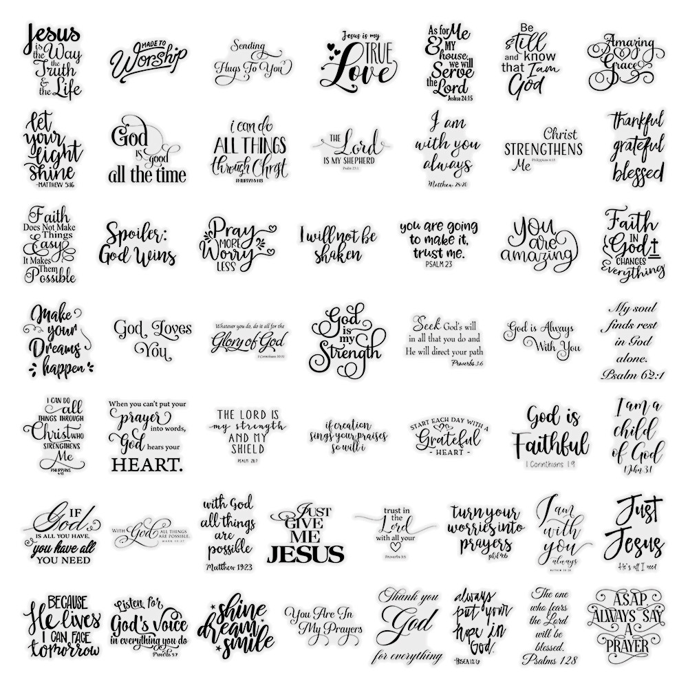 Christian Religious Sticker Pack (51Pcs) - Bible Verse Decor for ...