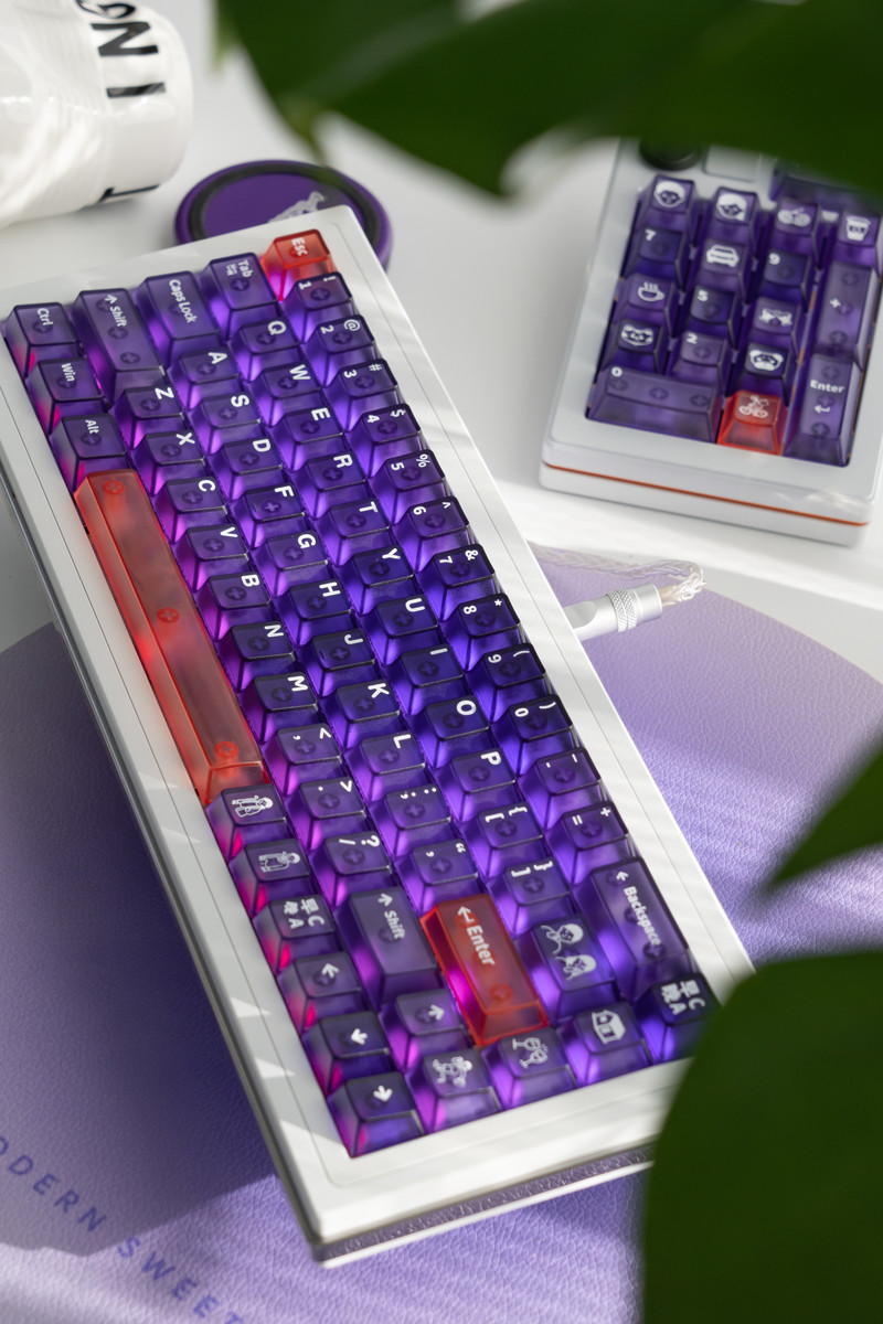 Transparent Foggy Purple Keycaps PC Light Through Cherry Profile keycap ...