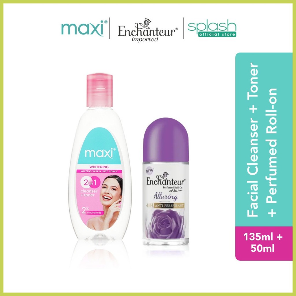Maxi Whitening Cleanser Toner 135ml + Enchanteur Perfumed Roll-On ...
