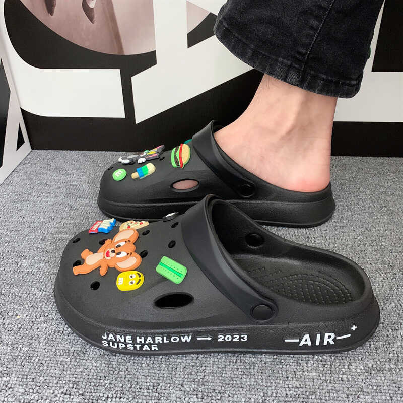 々 Thick Soled, Poop Like, Perforated Shoes Men, Summer Cartoon DIY Shoe ...