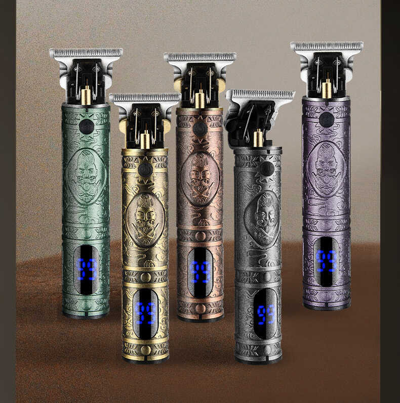 Hair Clipper T9 Carving Push LCD Rechargeable Oil Head Electric Push ...