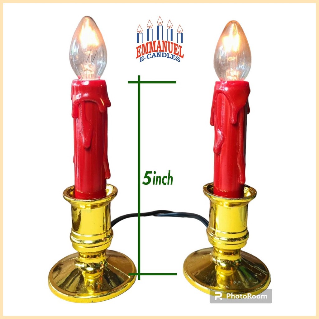 Emmanuel E-Candles Red Taper Candles using Clear Pilot Bulb, 5inch ...