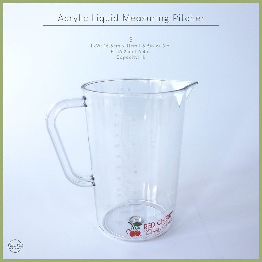 ∝ ∜ Red Cherry Acrylic Liquid Measuring Pitcher (0.5L-1.5L) | Shopee ...