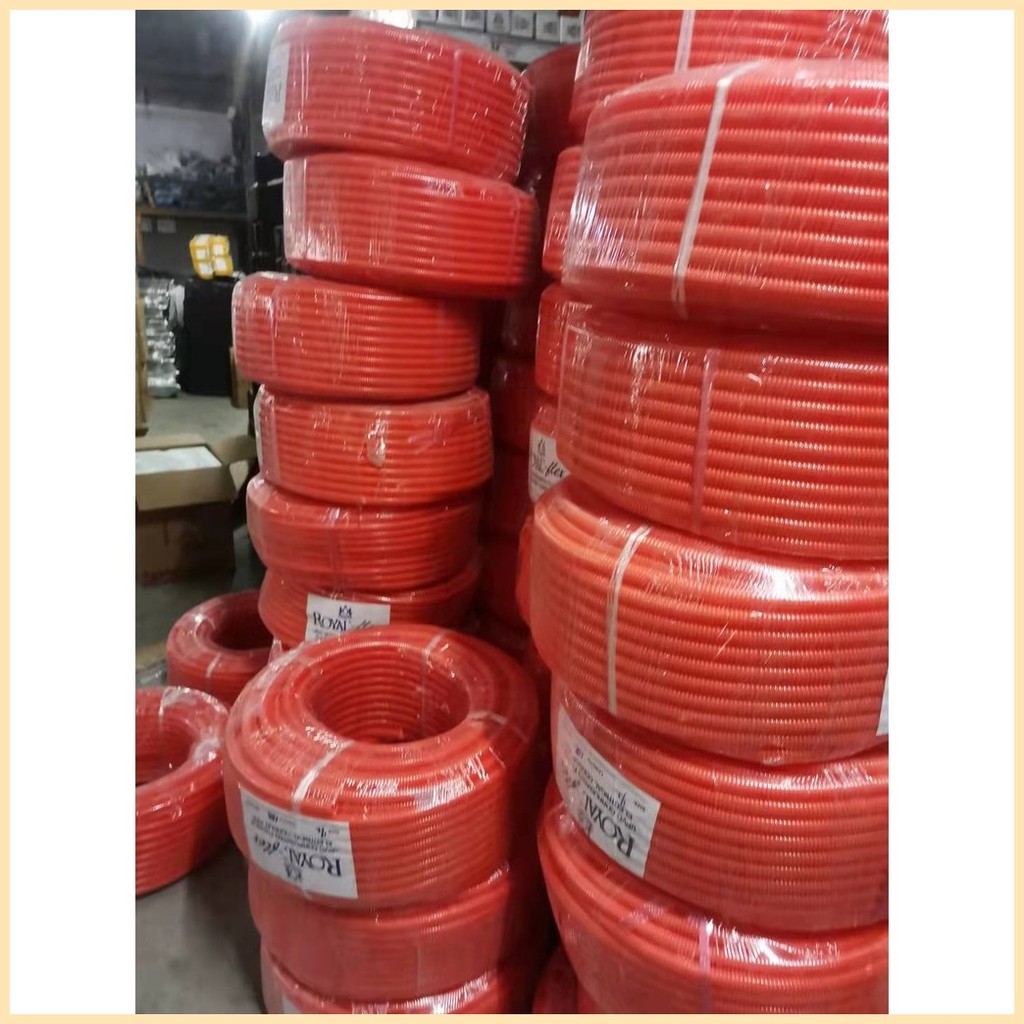 PVC Flexible Hose Orange 50/100m Per Roll Conduit Hose 1/2" 3/4" 1" Flexible Hose Electrical ☃ ...