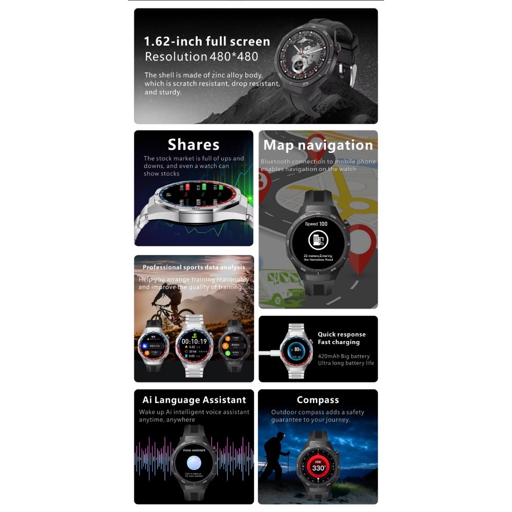 2025 New Smart watch S6 Pro 1.62inch Bluetooth call 420mAh NFC GT5 pro ...