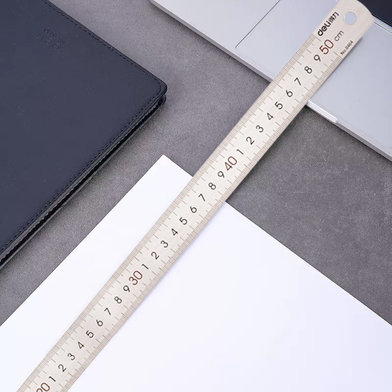 Deli 50cm Stainless Steel Ruler 8464 20inch Straight Ruler Measuring ...