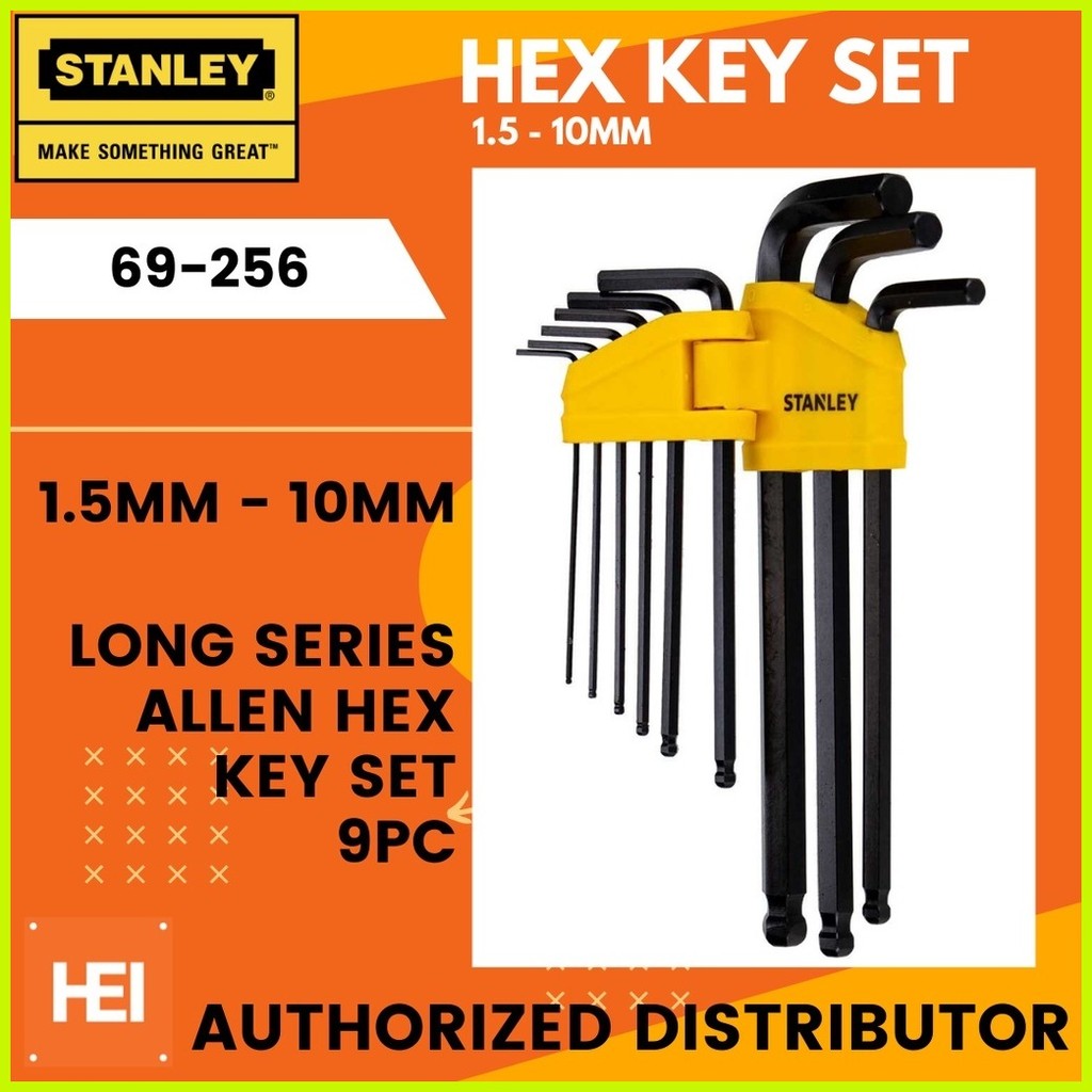 ☪ STANLEY Allen Wrench Hex Key Set with Holder Ball Tip 1.5 - 10MM ( 69 ...