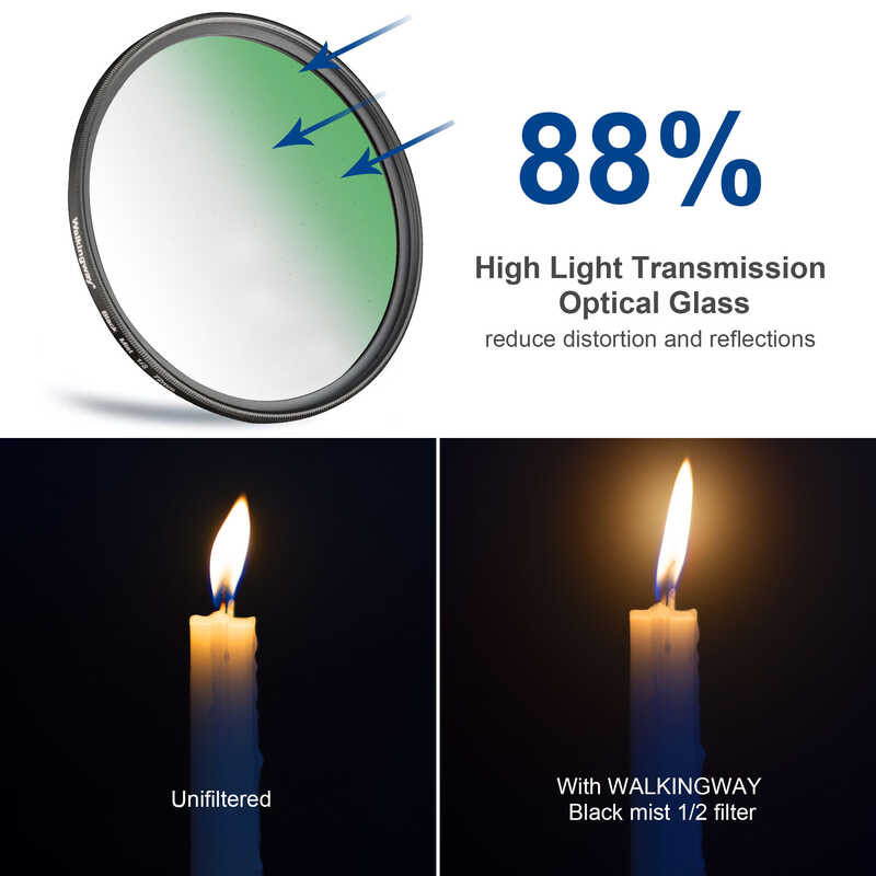 Pro Walkingway Black Mist Filter Diffusion 1/2 1/4 1/8 Camera Lens ...