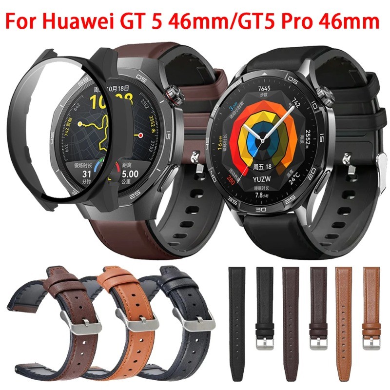 Leather Silicone Strap+Case Cover for Huawei Watch GT 5 Pro 46MM Smart ...