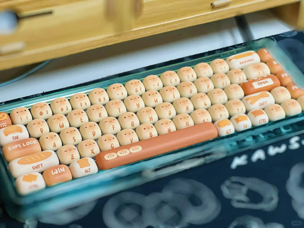 Cute Bread Keycap 138 Keys MOG PBT Thermal Sublimation Round Mantou ...