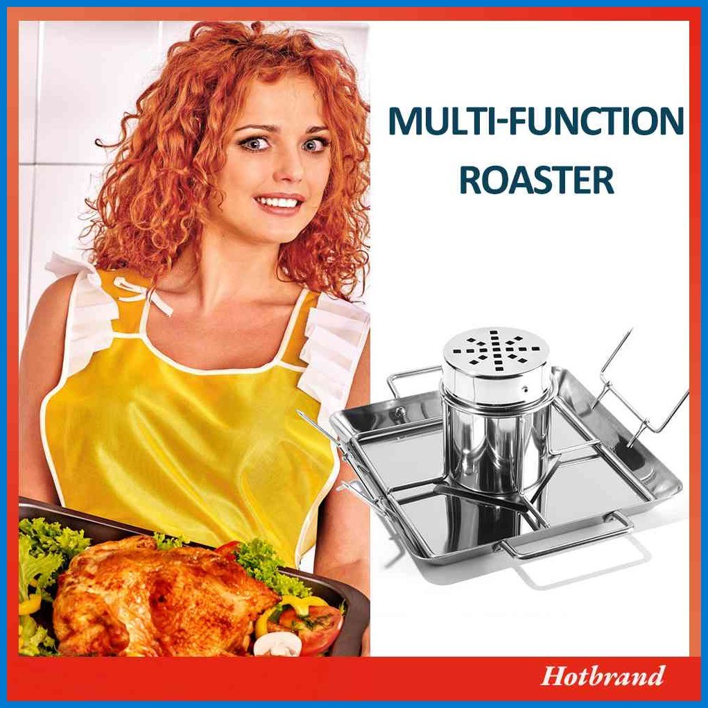Stainless Steel BBQ Chicken Roaster Tray Roasting Pan Grill Cooking ...