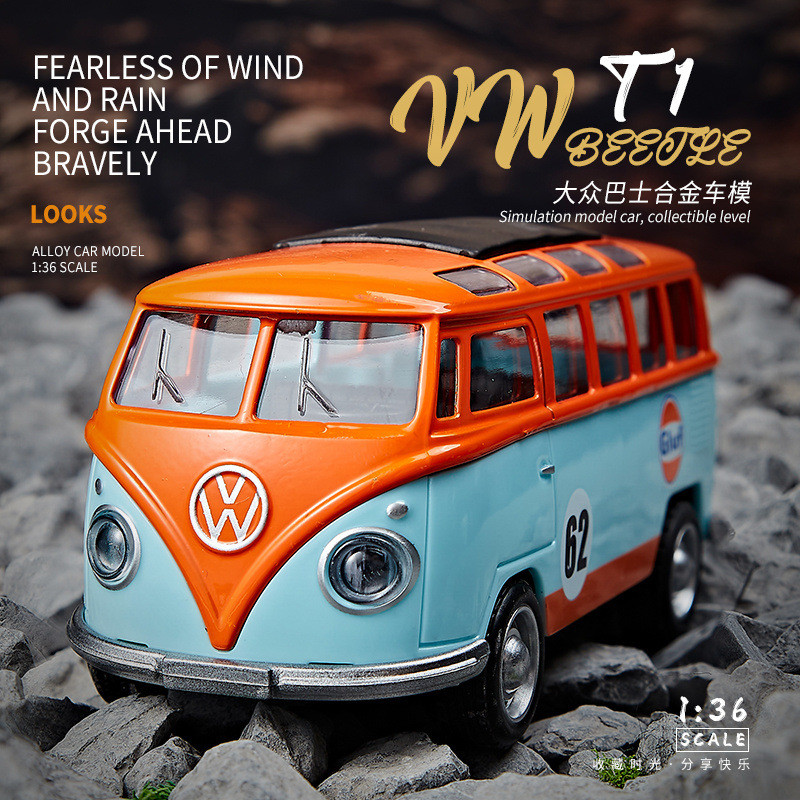 【24h fast delivery】 Volkswagen bus children's charter toy car model ...