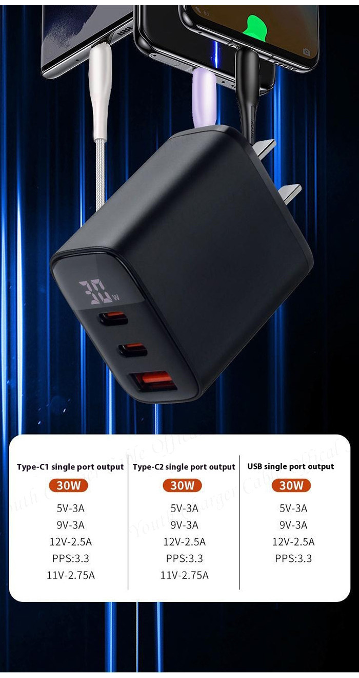 PD30W GaN Fast Charging Charger With Intelligent Digital Display USB ...