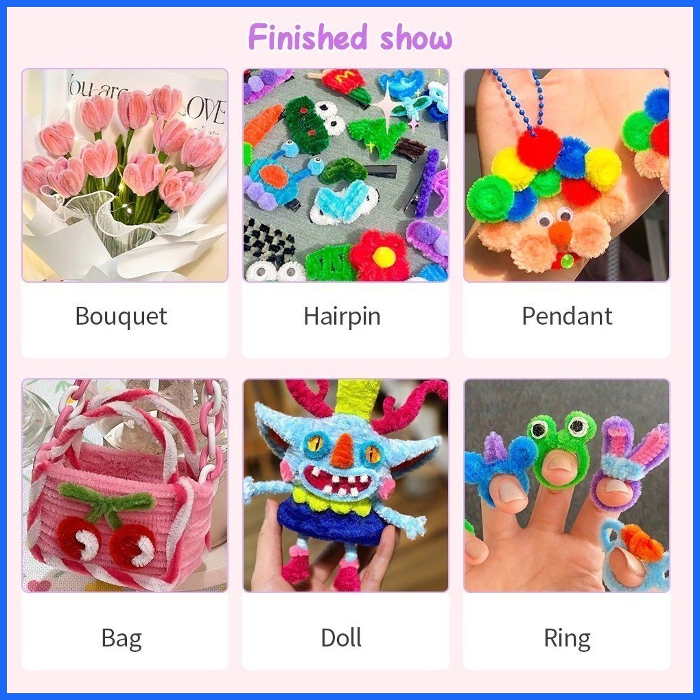 ∥ YIN M 100Pcs Multicolour Fuzzy Twist Wire for DIY Flower Wire ...