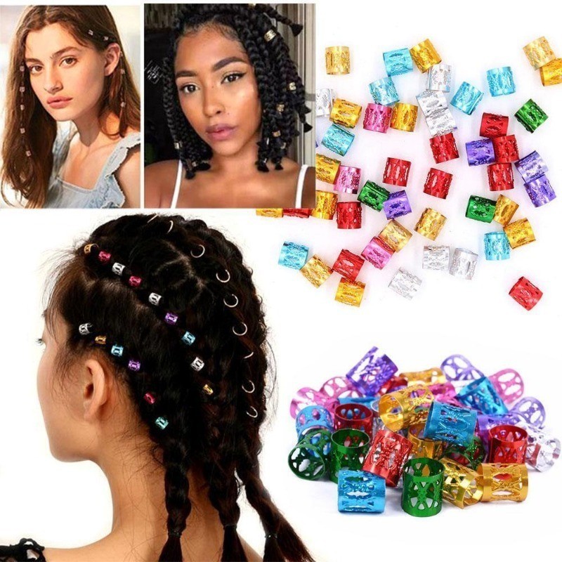 Gold Silver Color Dreadlock Hollow Out Hair Rings Multi-style ...