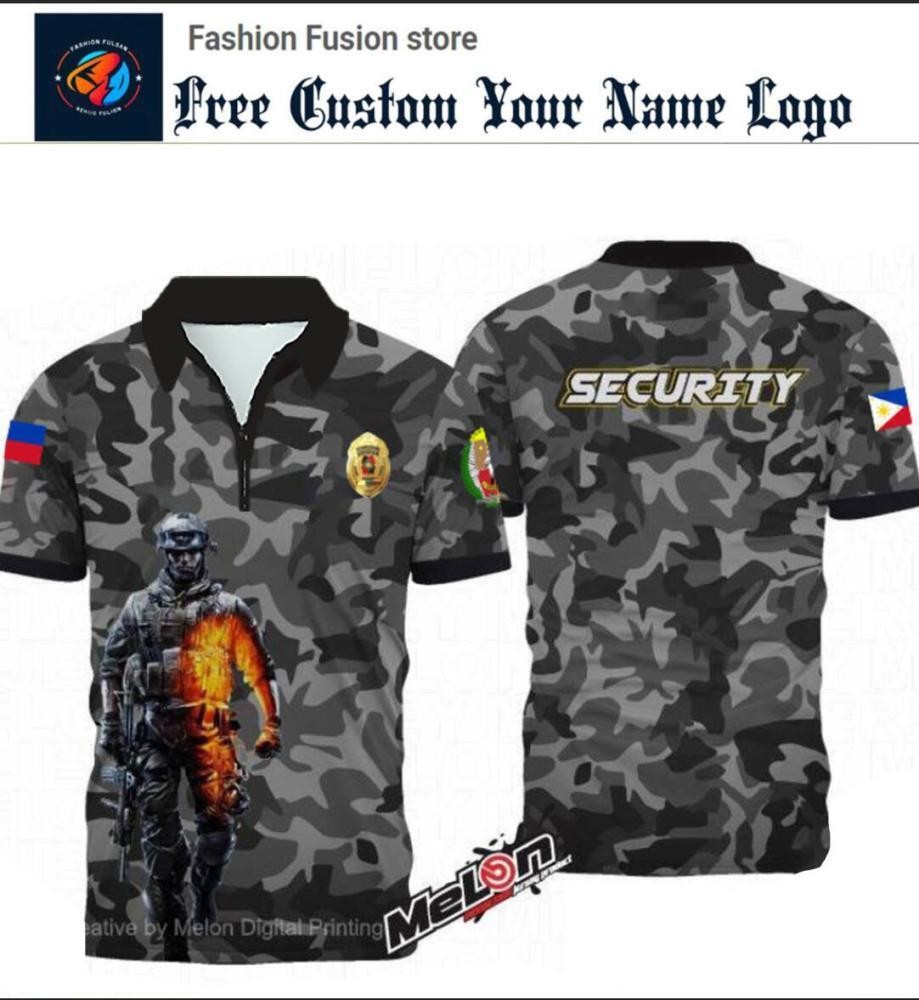 Fashion Trend 2025: Black and Gray Security Polo Shirt, Flame Soldier ...