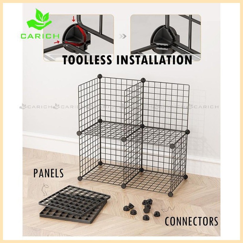 Metal Wire Frame Storage Cubes Organizer Cabinet Wardrobe Screwless DIY ...
