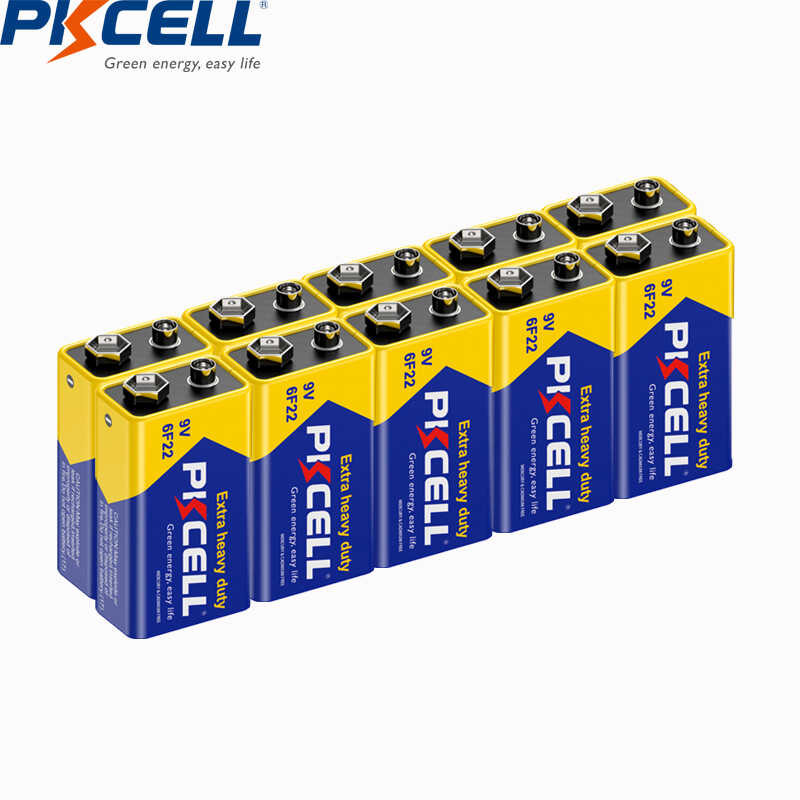 Pkcell 10Pc 9V 6F22 Battery 9 V Dry Non-Rechargeable Batteries Bilang ...