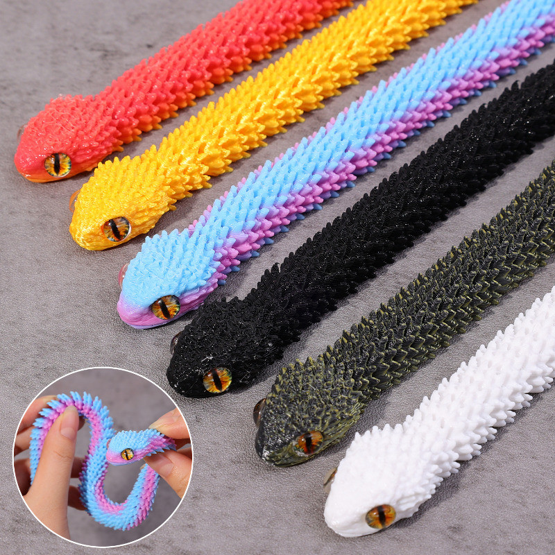 3D Printed Realistic Snake - Movable Joint Fidget Toy Figure - Office ...