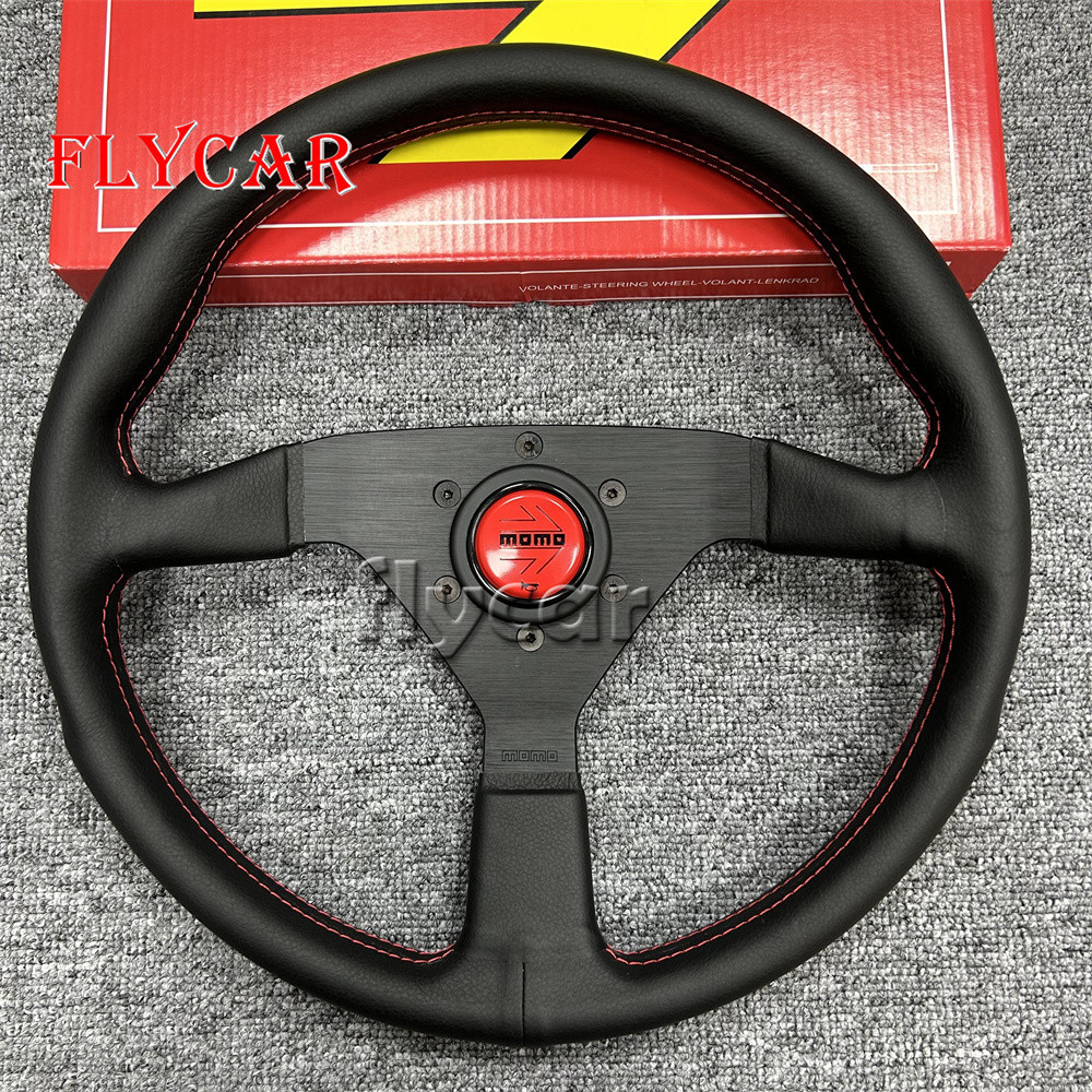 14inch MOMO V1 Car Racing Steering Wheel Red Stitch | Shopee Philippines