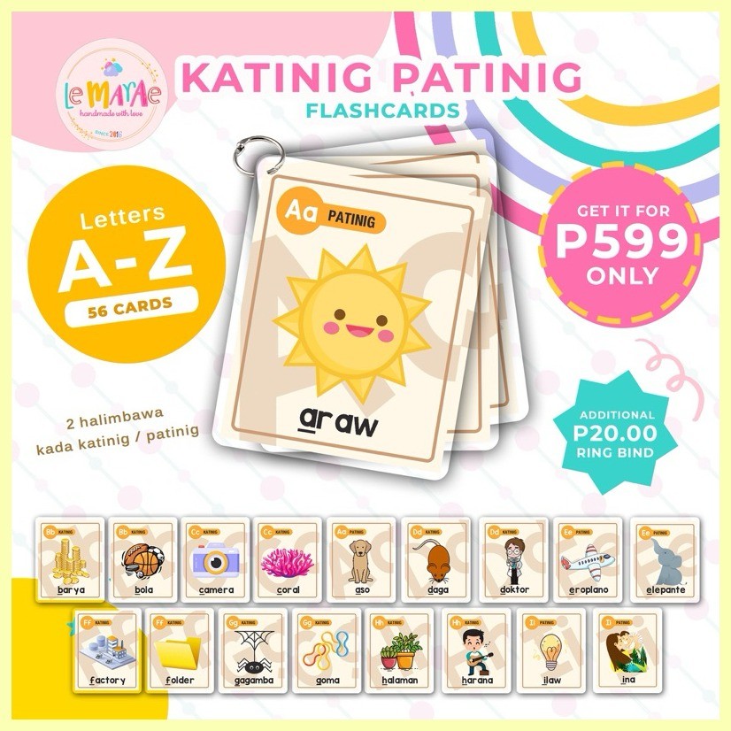 ♂ KATINIG PATINIG FLASHCARDS Educational Laminated Flashcards Tagalog ...
