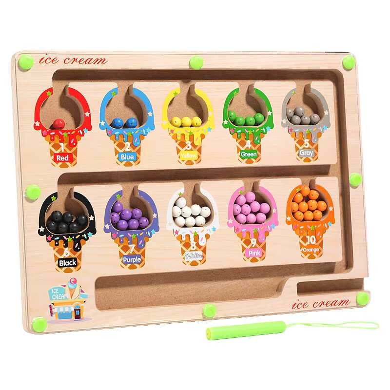 Wooden Children's Color Classification Counting Board Pen Walking Bead ...
