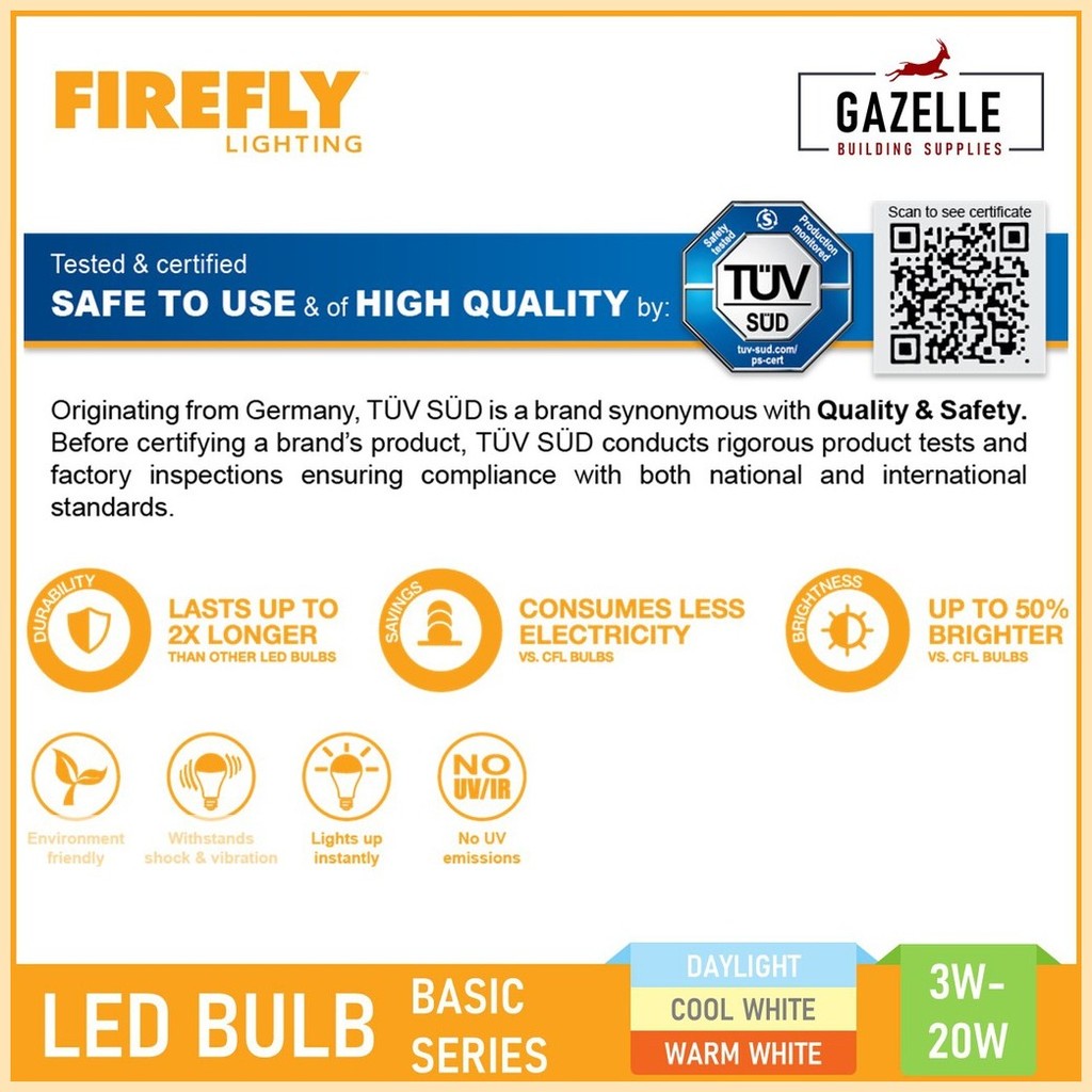 Firefly Basic Series LED A Light Bulb - 13 Watts Daylight ☽ | Shopee ...