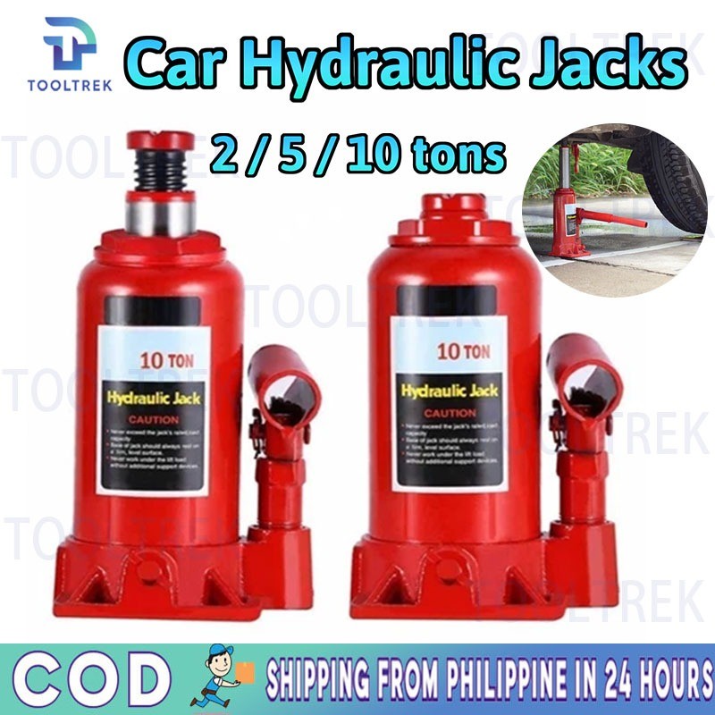 2/5/10 Tons Car Horizontal Jack Hydraulic Extra Heavy Duty Bottle Type ...