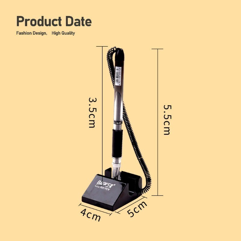 Table Top Pen Black Counter Pen with String Wire Stand Office Bank ...