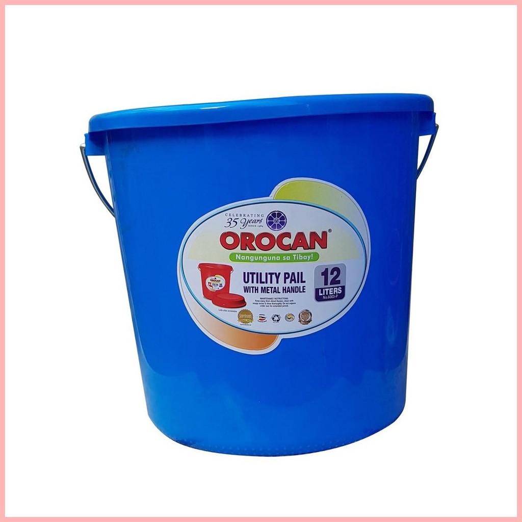Orocan Utility Pail / Water Drum with Comfort Grip Handle 12 Liter 6003 Water Container / Timba ...