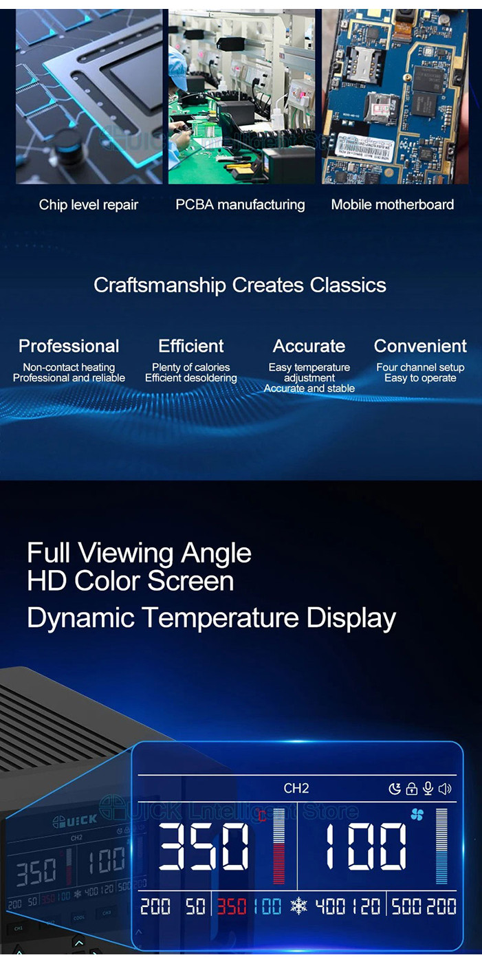 QUICK 861 Pro Hot Air Rework Station Soldering Station Intelligent ...