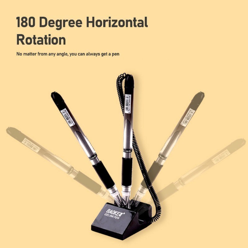 Table Top Pen Black Counter Pen with String Wire Stand Office Bank ...