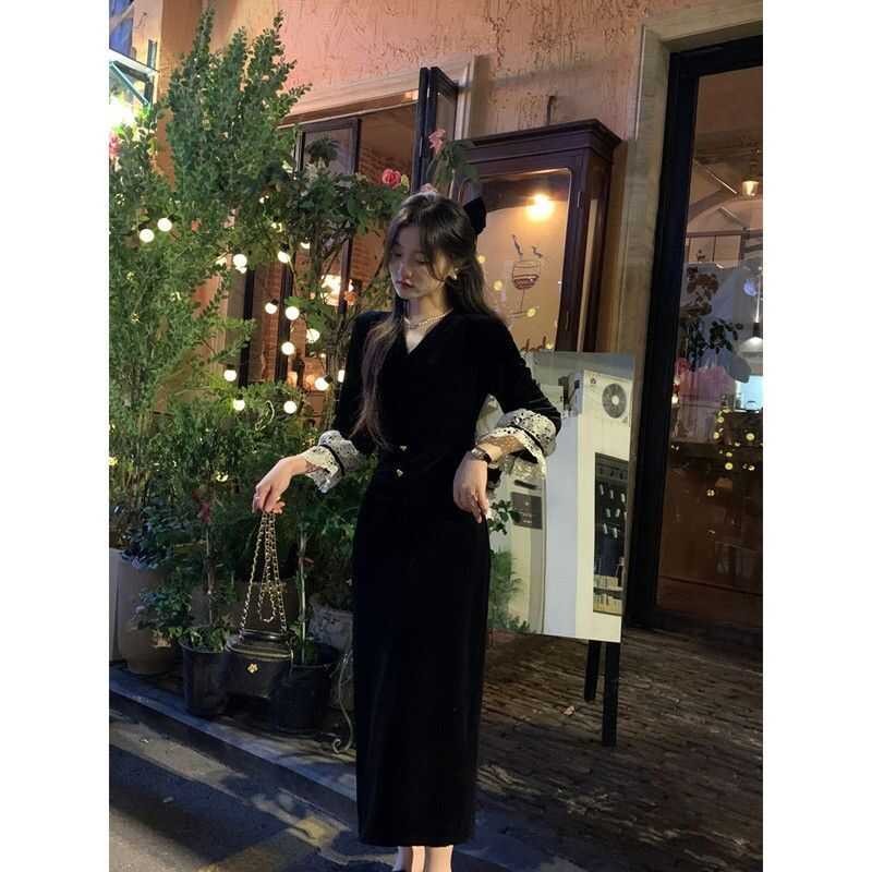 Hebe Style Veet Sleeve Women's Autumn 2024 New French High-End Waist ...