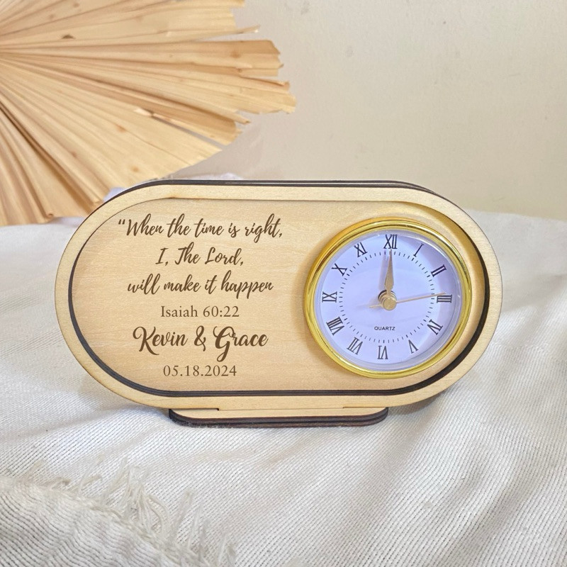 Personalized Wooden Desk Clock Souvenir | Shopee Philippines
