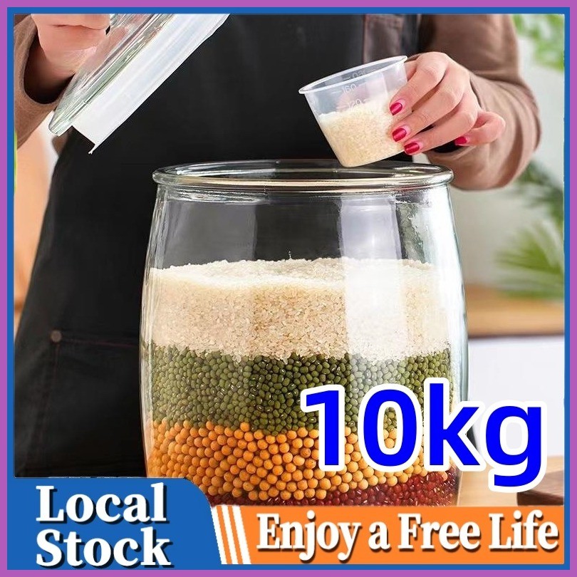 glass rice storage container 10kg lagyanan ng bigas 10 kilos rice ...