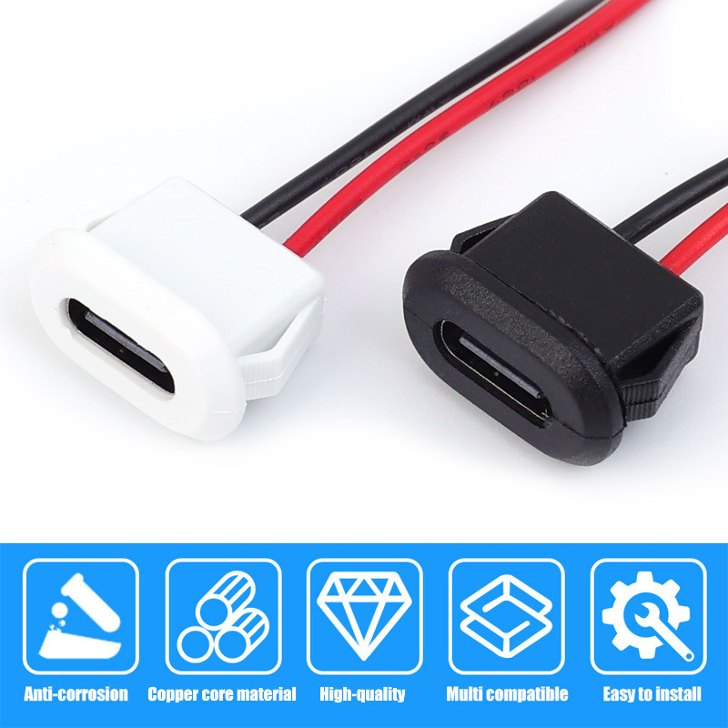 2/4/6pcs Type-C Female Socket Connector - 2 Pin Type C Female Connector ...