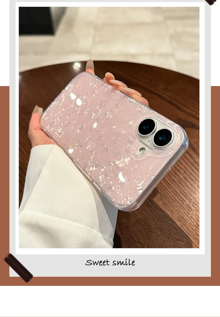 Glitter dream conch shell marble pattern case For iPhone 14 15 16 Pro ...