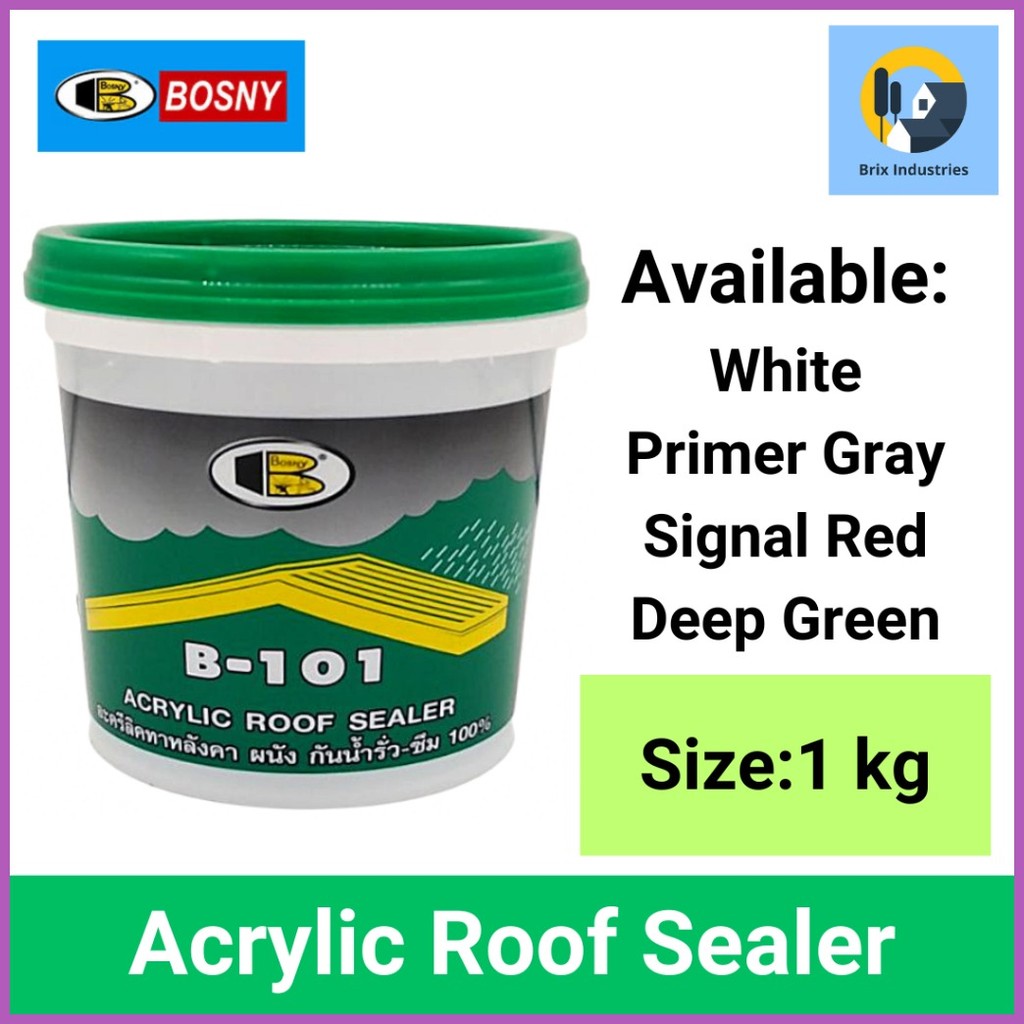 ∇ Bosny Acrylic Roof Sealer 1kg White, Primer Grey, Signal Red, Deep ...