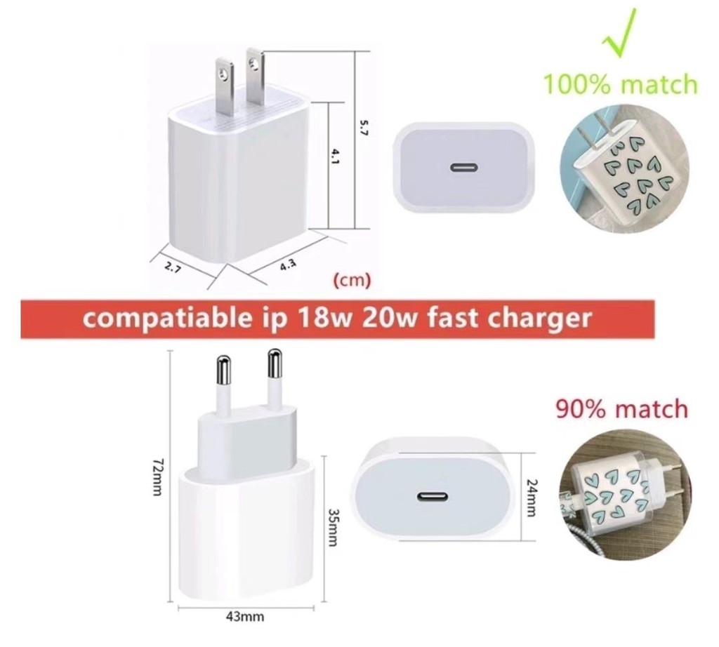 Cute Black Cat paw DIY 18w/20w Charger Protector Set Charger Case Cable ...