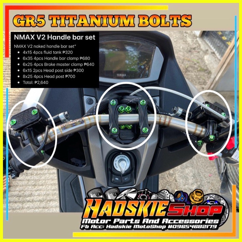 REAL TITANIUM GR5 BOLTS HANDLE BAR SET FOR NMAX V1/2 (bolts only ...