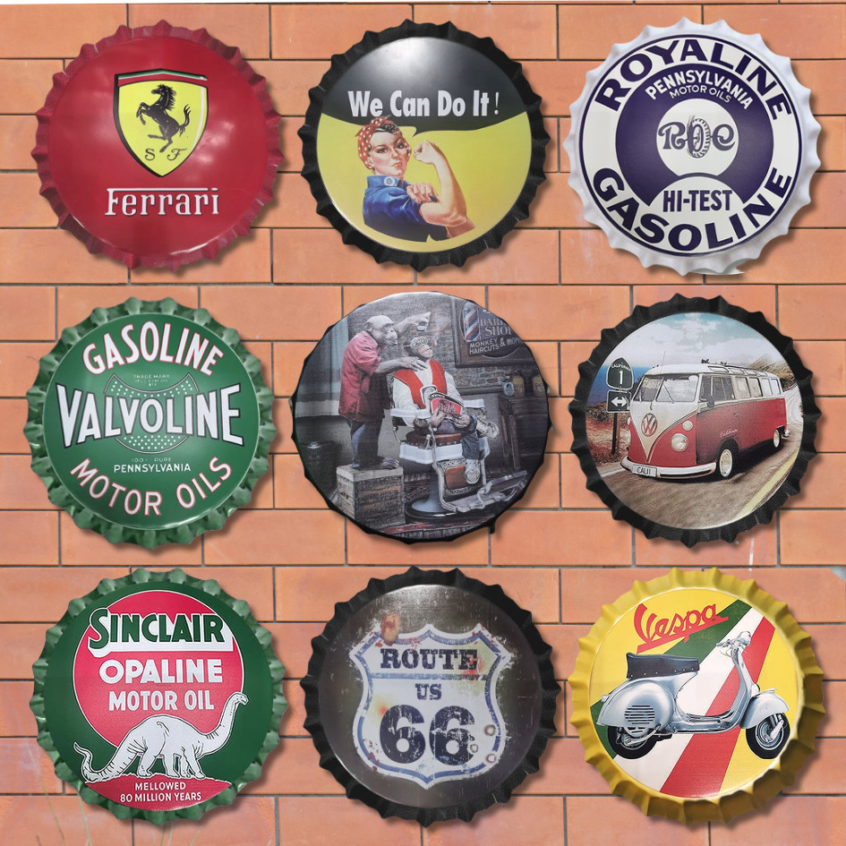 Decors and Beyond Man Cave Bottle Cap Sign Vintage Inspired Retro Wall ...
