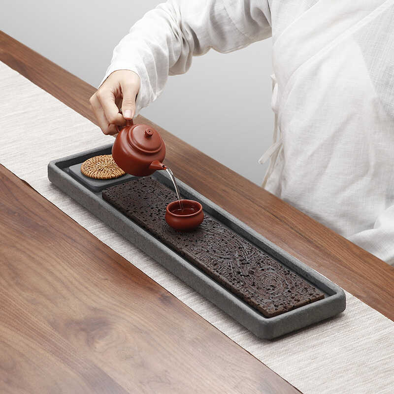 Xj Tray Drain Rectangular Plate Natural Volcanic Stone Water Outlet ...
