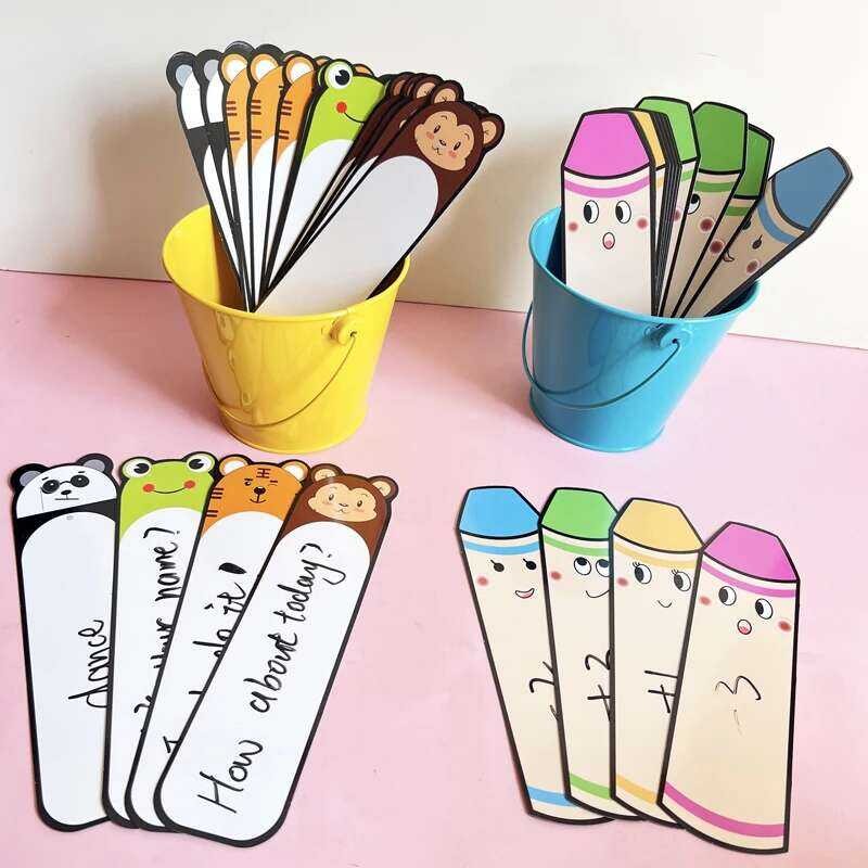 Tt 20Pcs 20Cm Big Size Animal Rewritable Word Cards Sticker Gumuhit ...