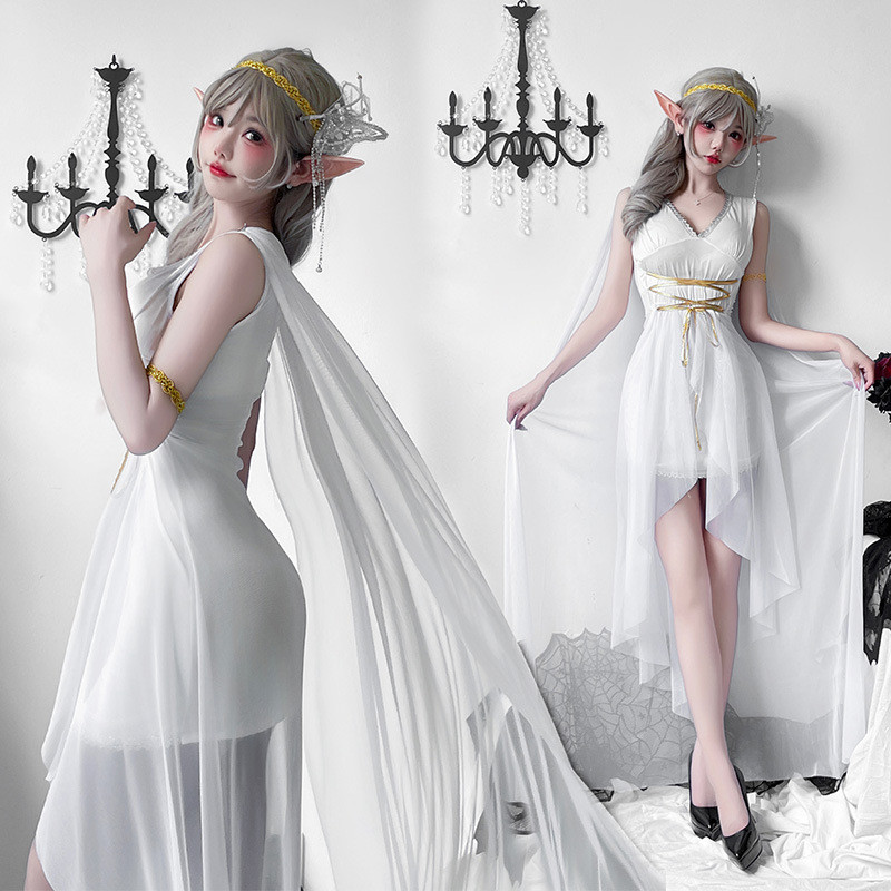 Athena Greek Goddess White Dress For Woman Sexy Greece Cosplay Costume ...