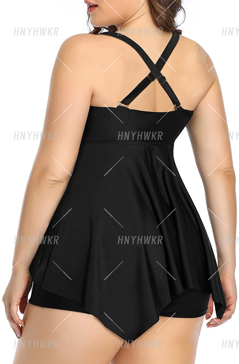 Ladies Fashion Two-Piece Split Plus Size Swimsuit Belly-Narrowing ...