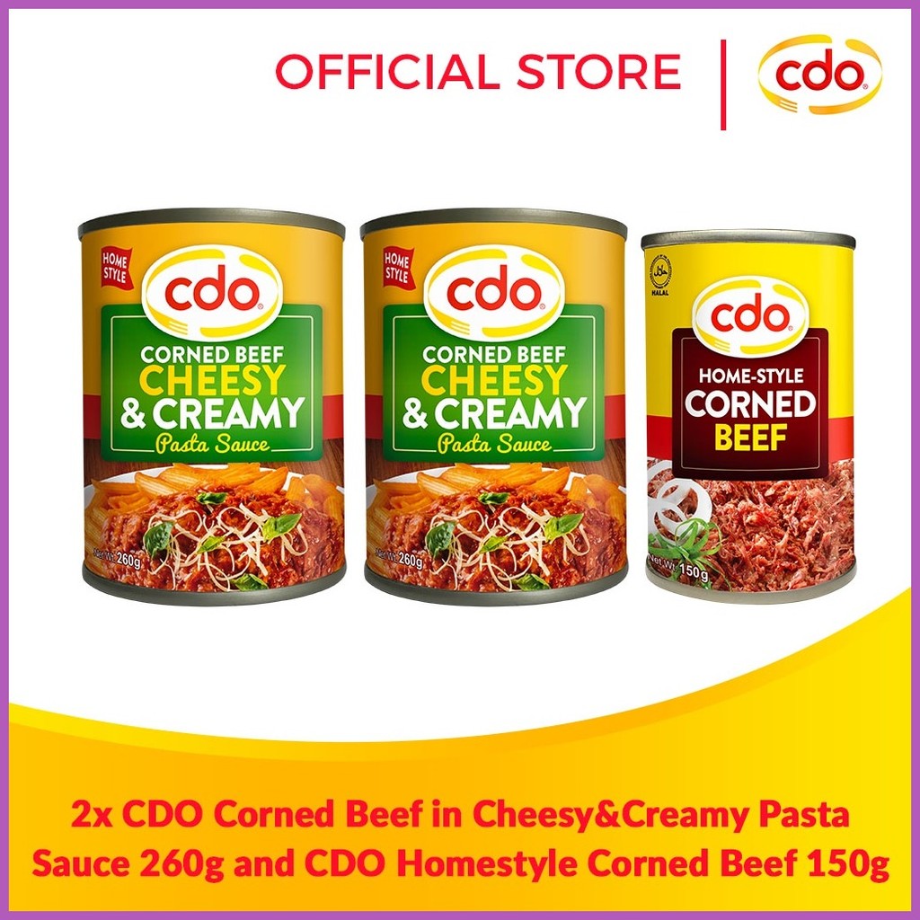 (2PCS) CDO Cheesy&Creamy Pasta Sauce 260g and (1PC) Home-Style Corned ...