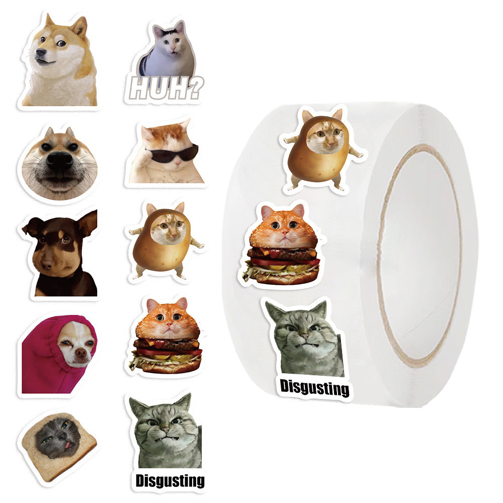 500PCS/Pack Kawaii Cat Memes Washi Tape Roll - Emoji Face Decals for ...
